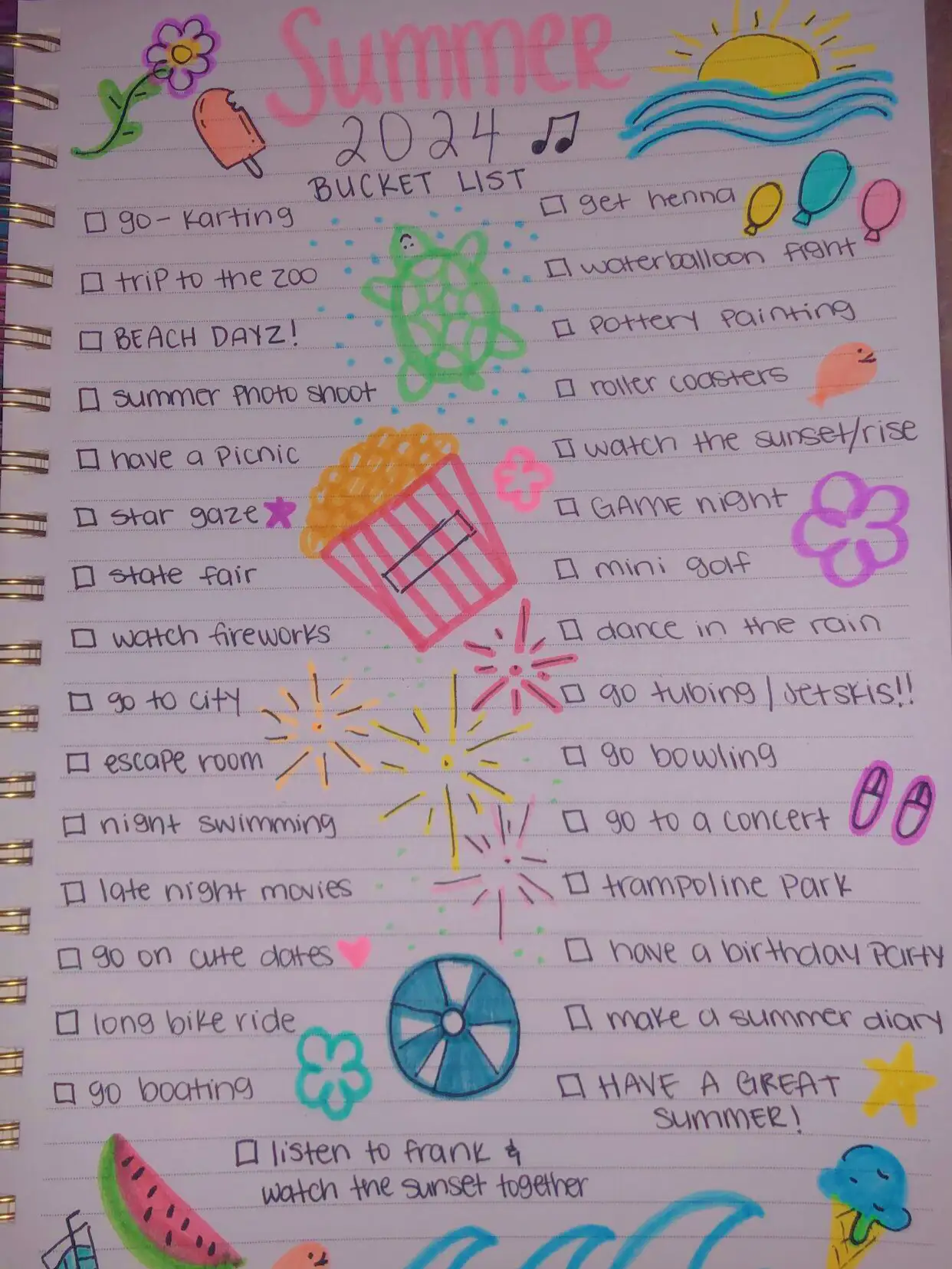 summer 2024 bucket list! 🌸🌊🦋🫧🏖️ | Gallery posted by Joanna | Lemon8
