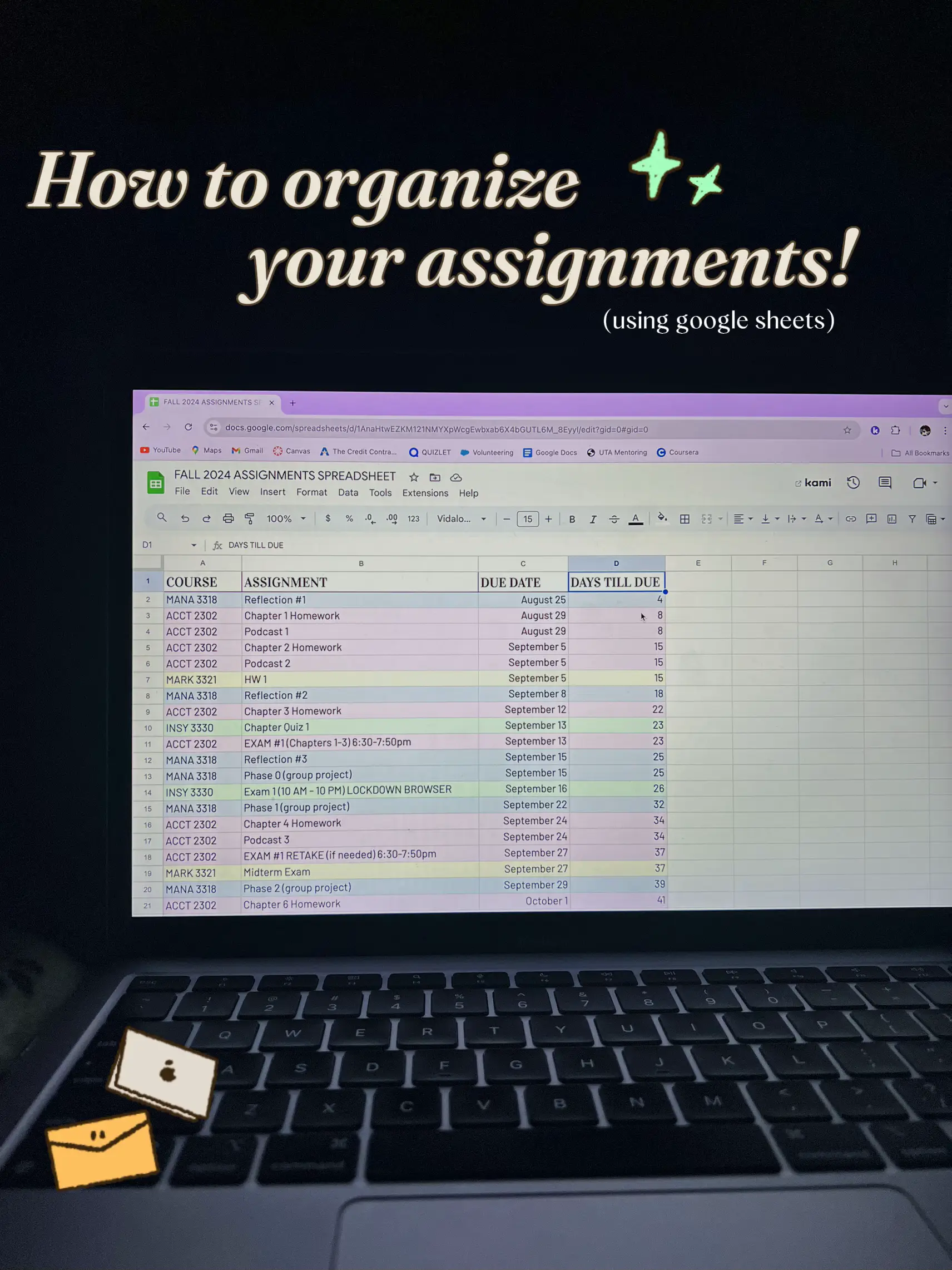 Assinfment Due Date Spreadsheet | 2024 real user experience on Lemon8