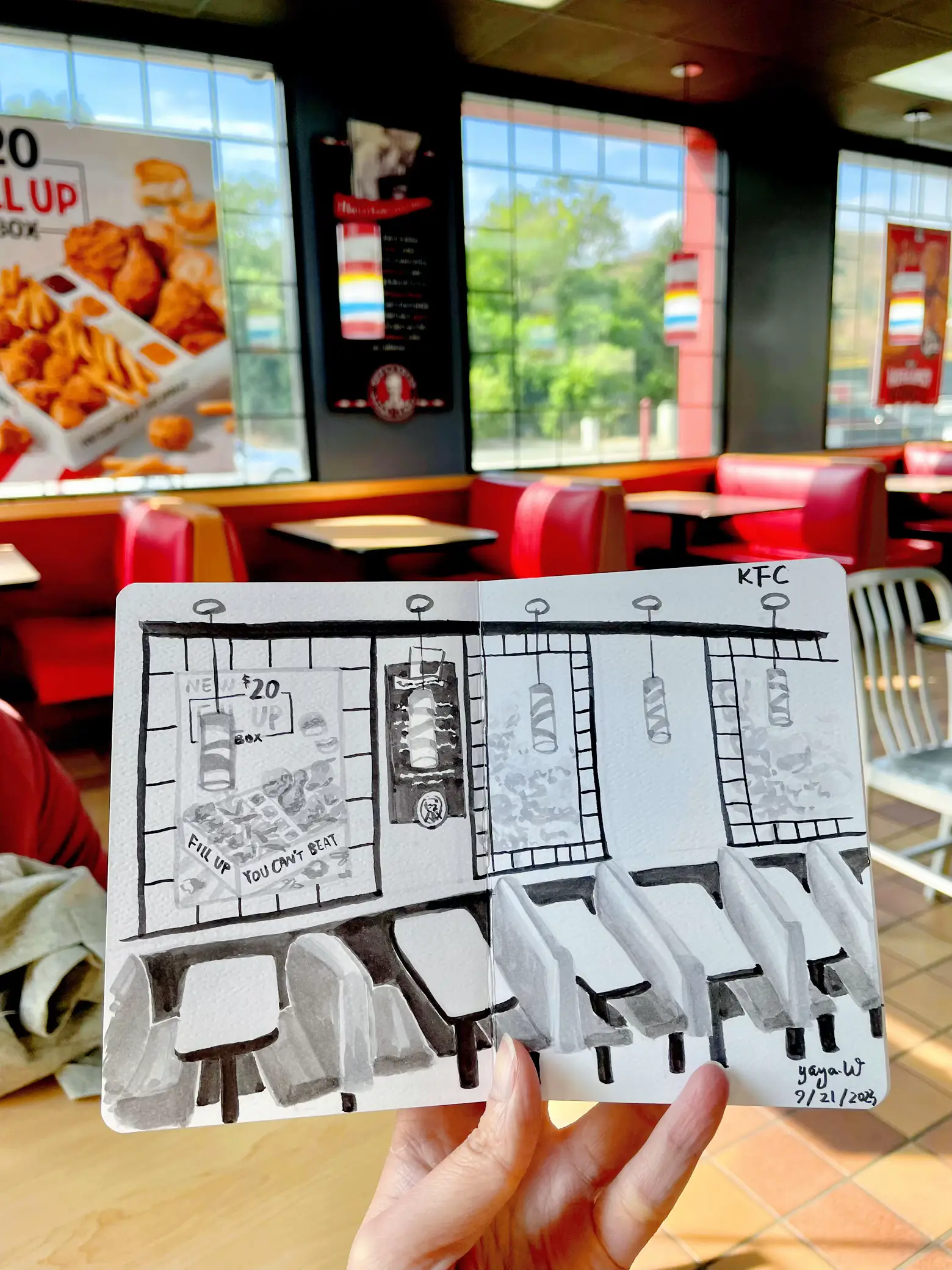 Sketching in KFC.🍟 | Gallery posted by yaya.W | Lemon8