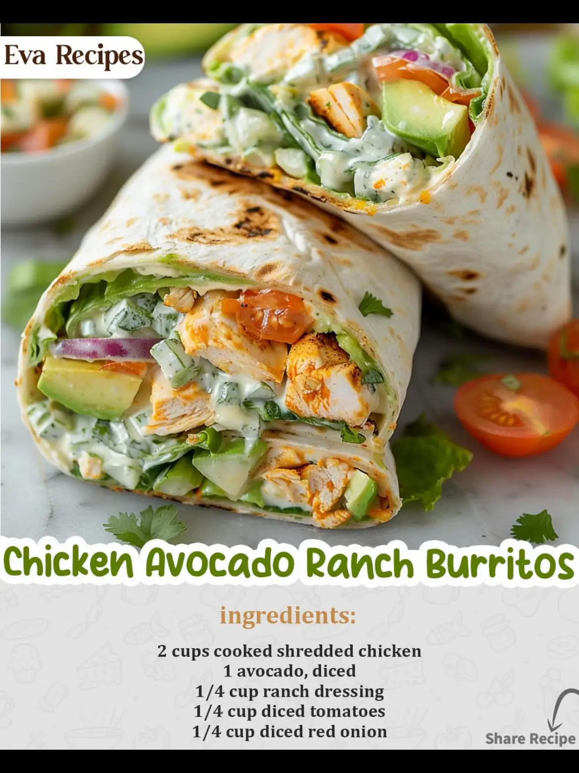 Chicken Avocado Ranch Burritos step by step recipe | Gallery posted by Ibenavidez02 | Lemon8