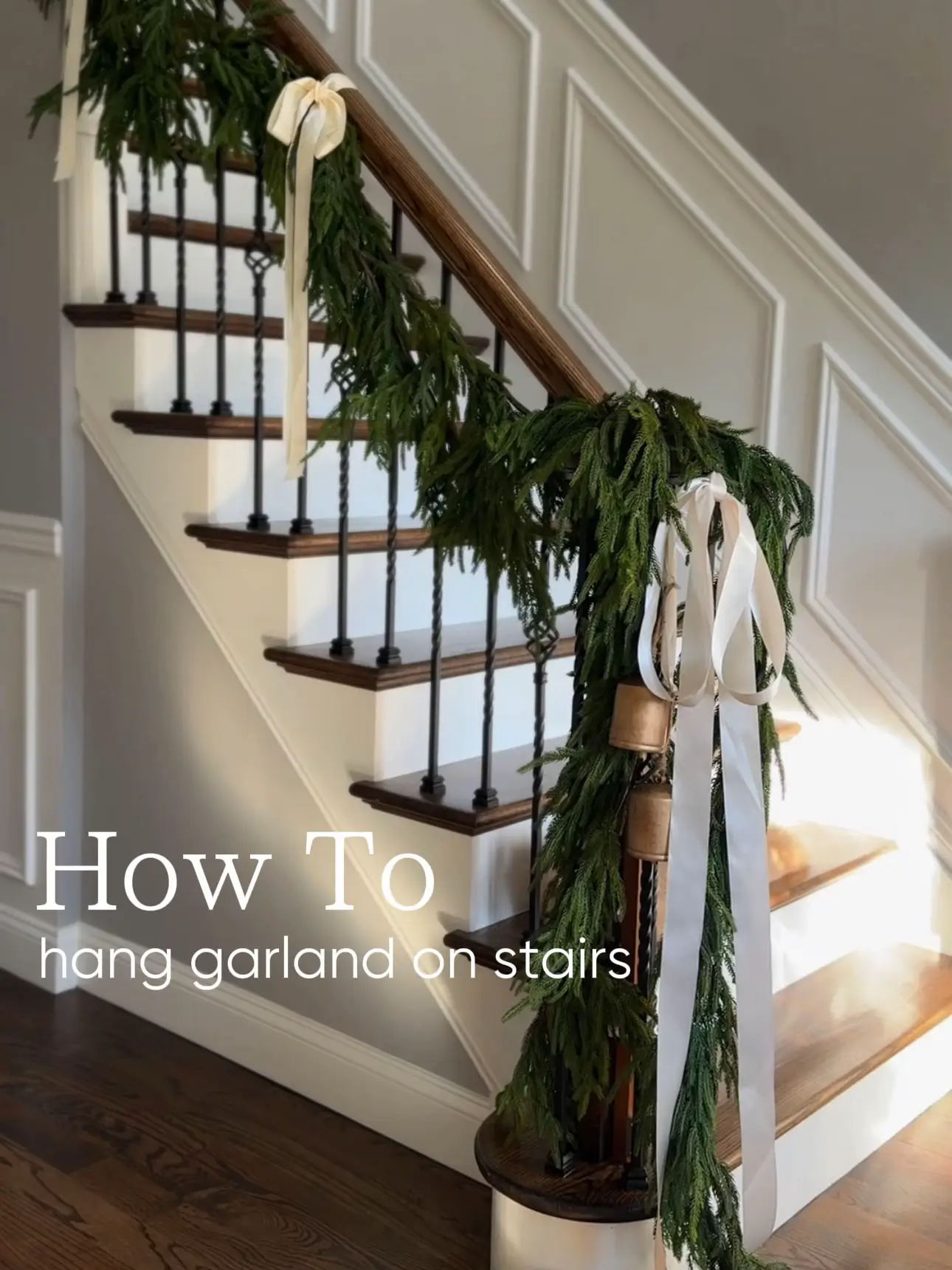 How to hang garland on stairs | Gallery posted by HouseOfDutton | Lemon8