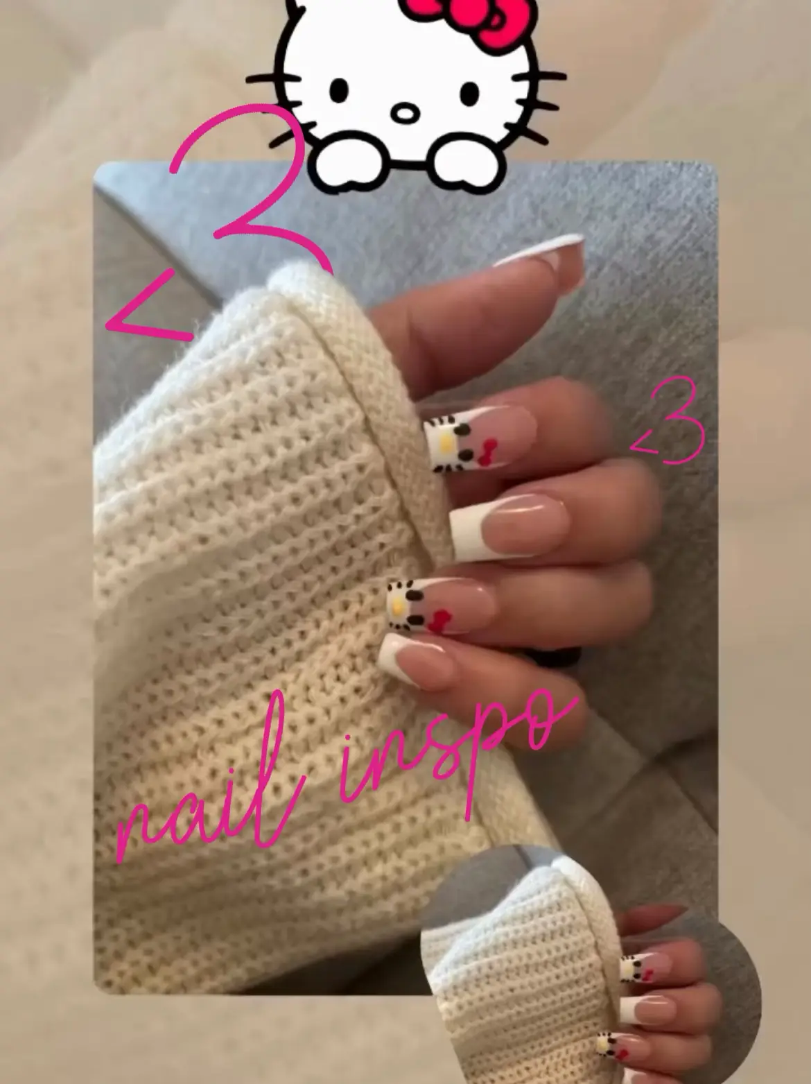 hello kitty nail inspo
