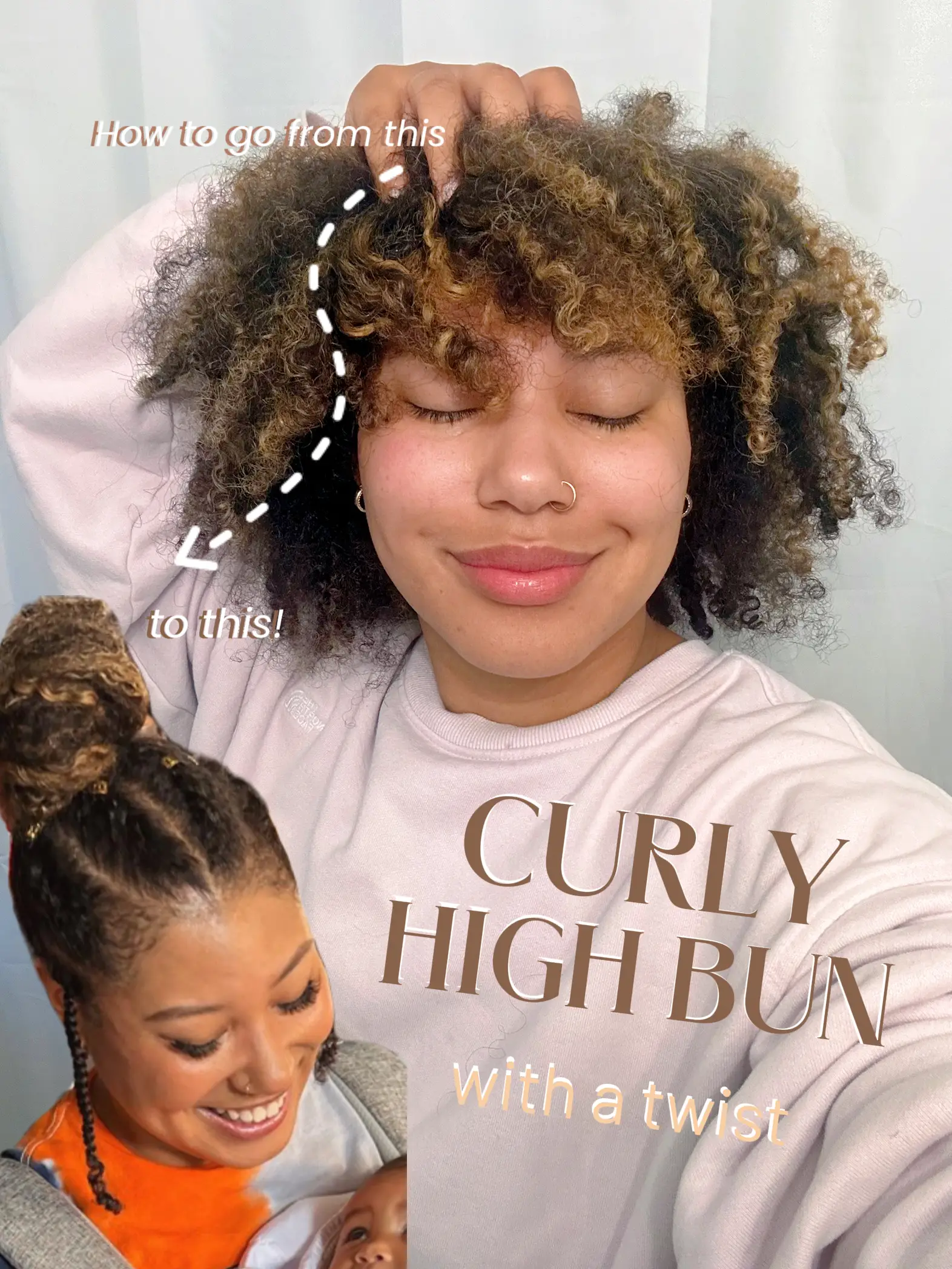 How I add twists to my curly bun! | Galeri diposting oleh Cel 💫 | Lemon8