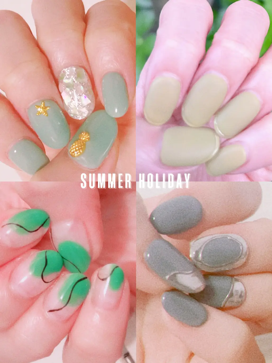 Recommended 🌴 excitement in summer Green nails 👒👗🩴 shell fingers are my ...