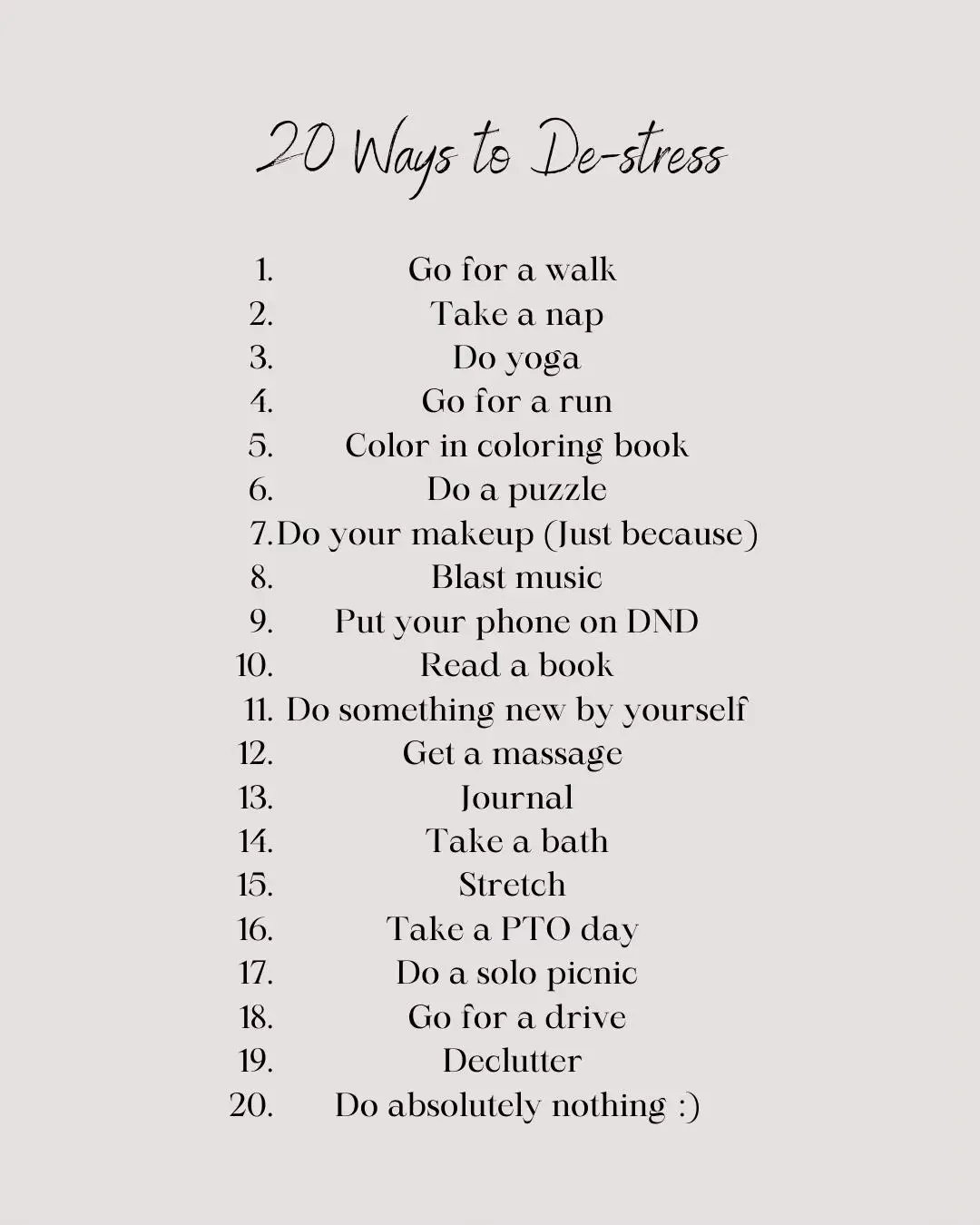 20 ways to de-stress | Gallery posted by Yessira Assani | Lemon8