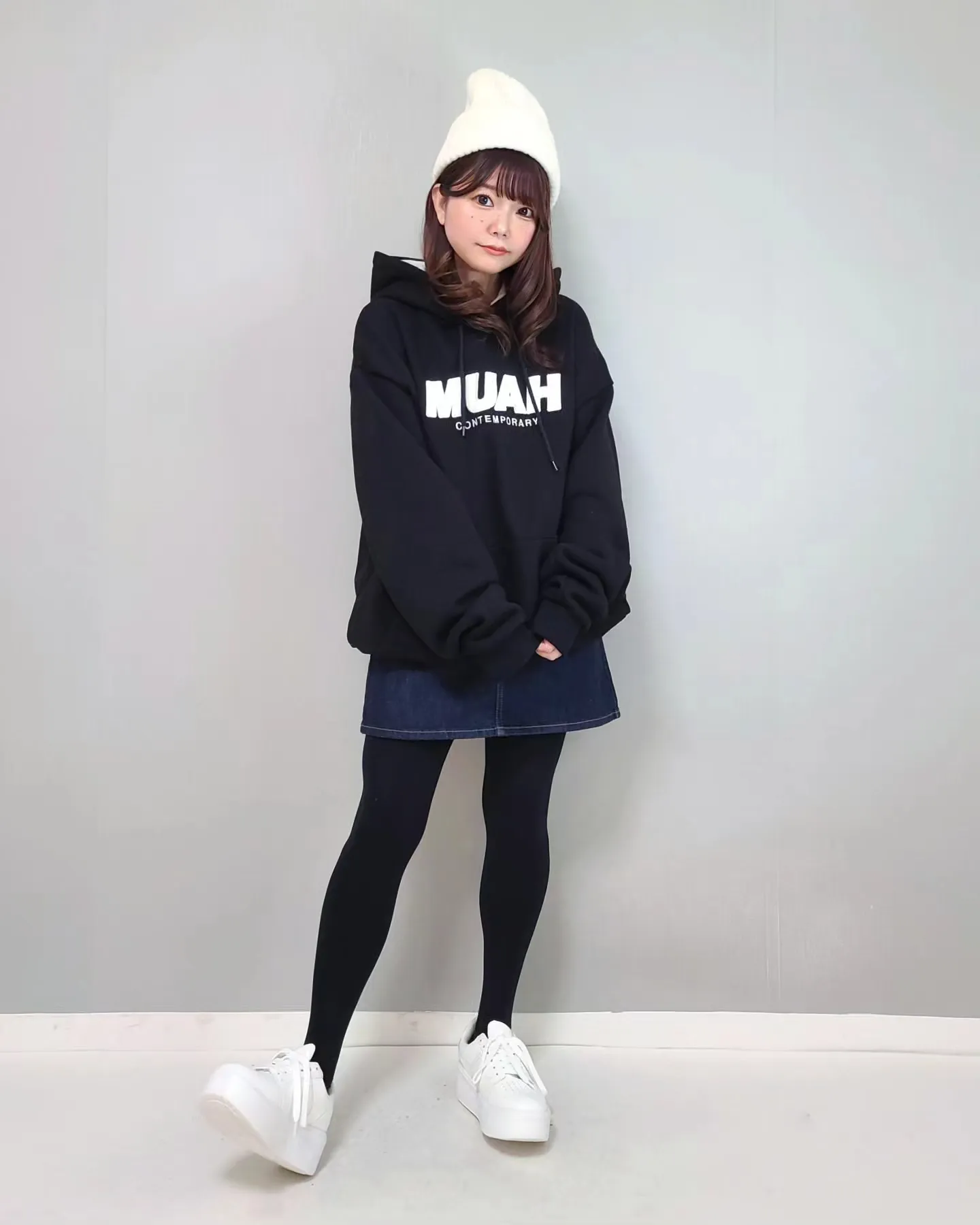 これ隠れた名品 何かと使えるGUの定番デニムスカート💙1990円でお値段以上過ぎ⭐ | パン粉が投稿したフォトブック | Lemon8