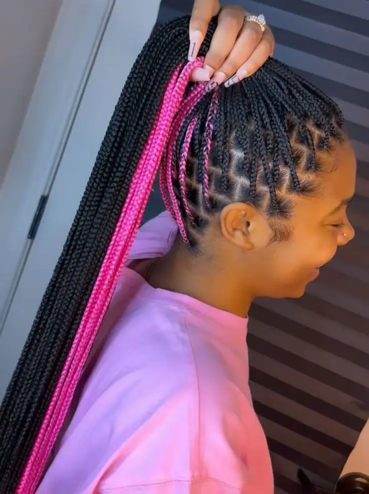 Pink and black braids store