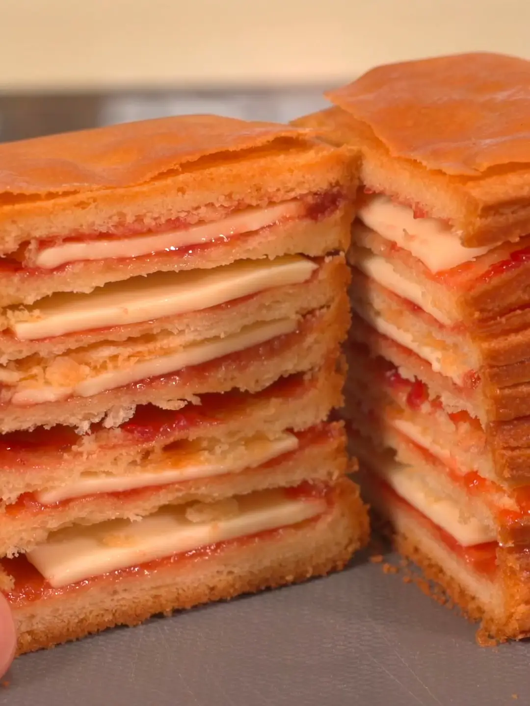 Jam/Cheese Layer Toast | Video published by WHYBAKE | Lemon8