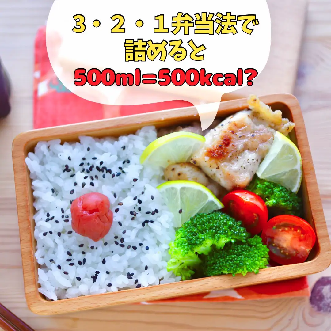『3•1•2』の割合でご飯&おかずを詰めると 500mlのお弁当箱なら500kcal? | 小川真樹が投稿したフォトブック | Lemon8