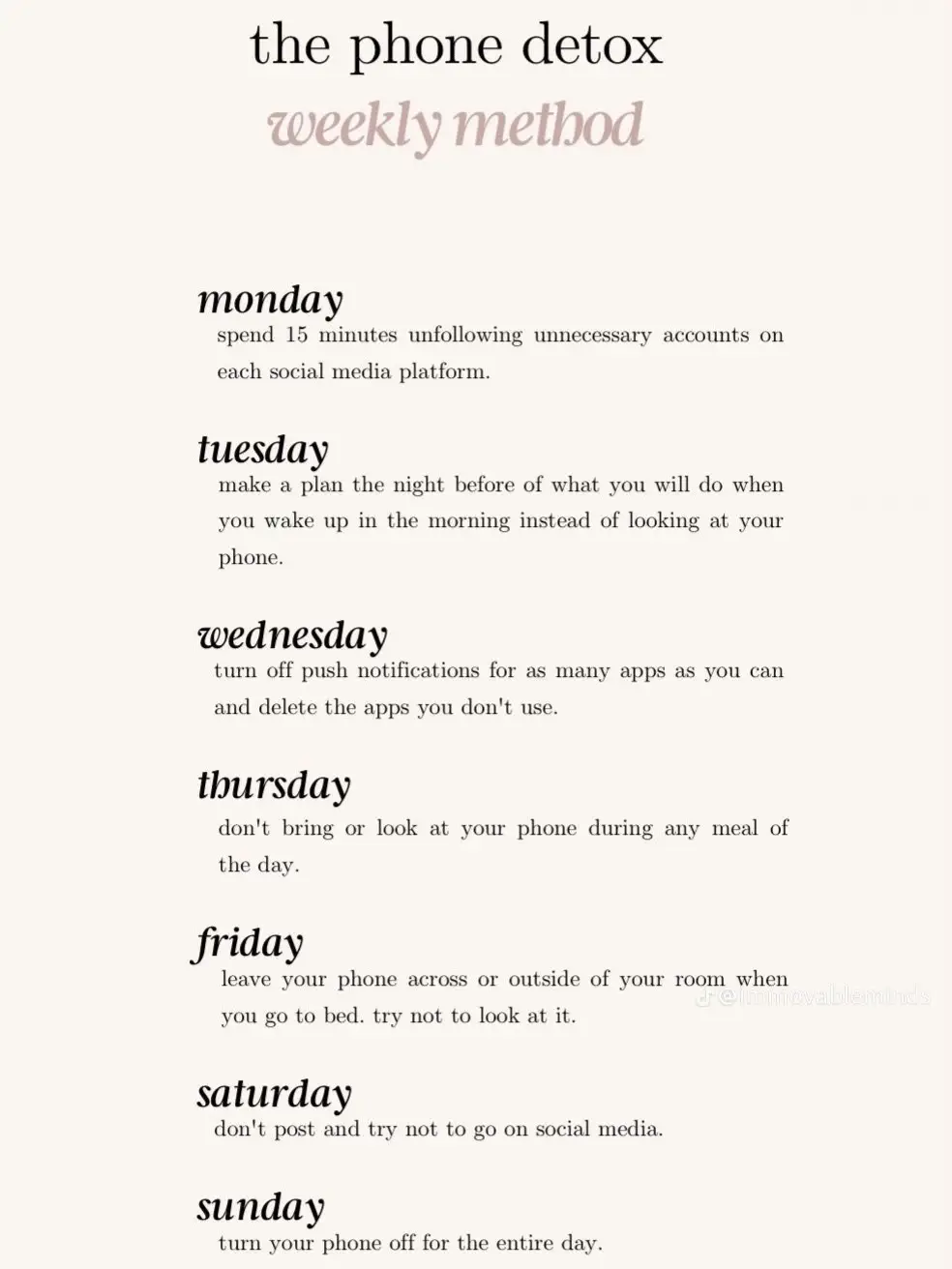 Phone detox week plan | Gallery posted by Lauren | Lemon8