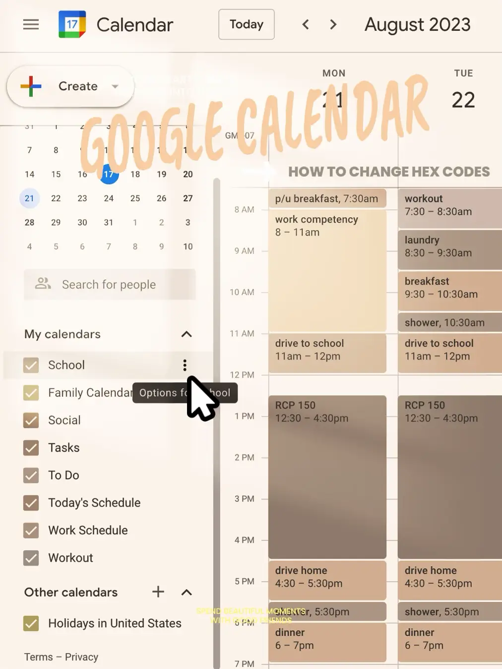 GOOGLE CALENDAR HEX CODES Gallery Posted By T A R Y N Lemon8