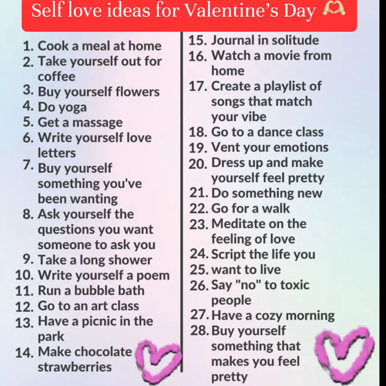 Self love ideas for Valentine’s Day 🫶🏻 | Gallery posted by Kayla | Lemon8