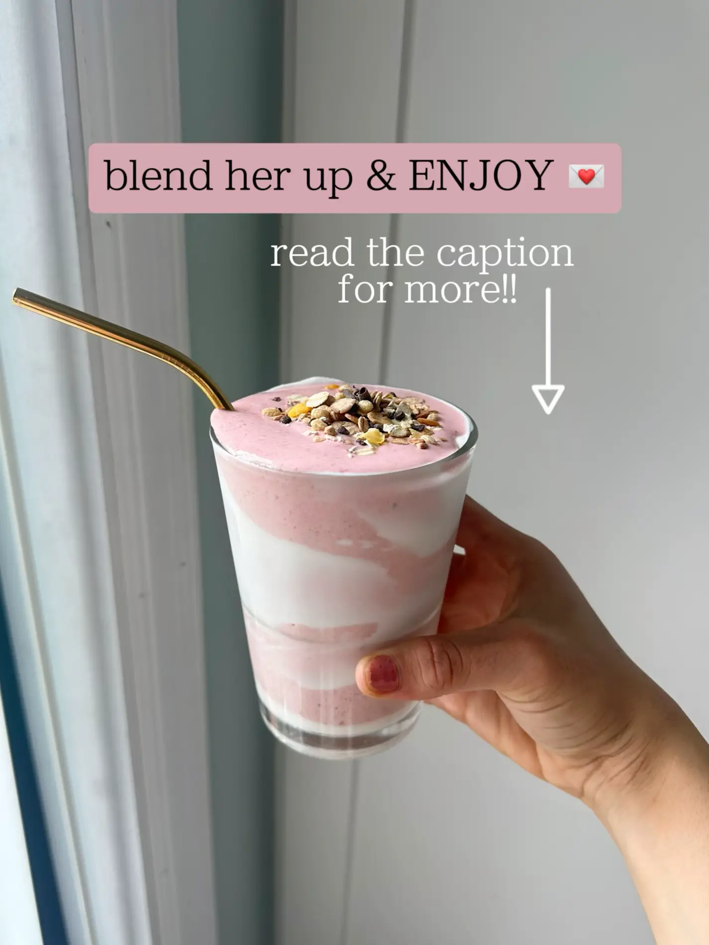 PRETTY IN PINK PROTEIN SMOOTHIE 💗💌☁️ | Gallery posted by dani eads | Lemon8