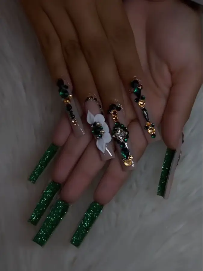 Dark green nails with glitter green bottom | Gallery posted by Nail ...