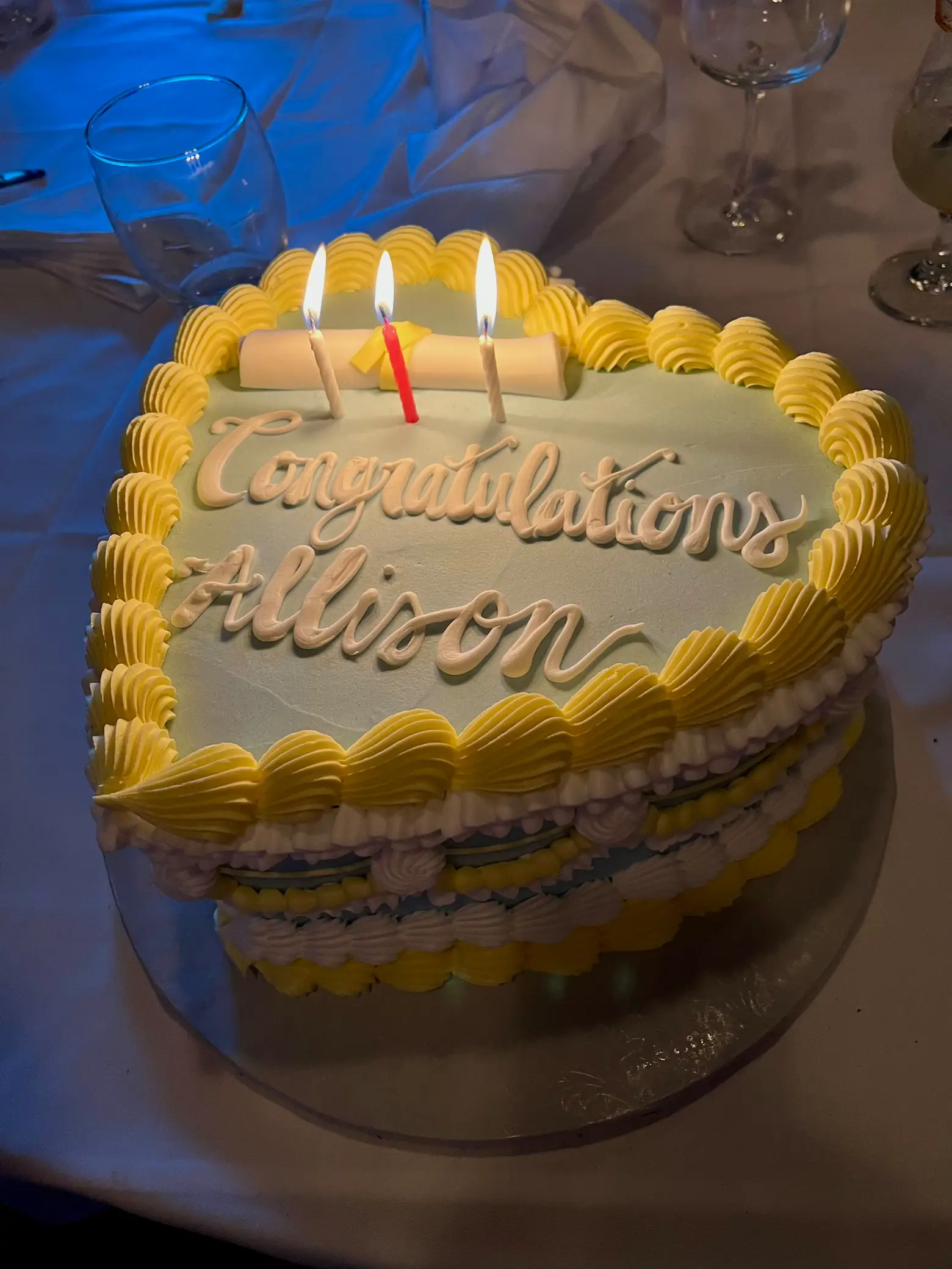 my graduation heart cake 🥹💙💛 | Gallery posted by Allison Tilton | Lemon8