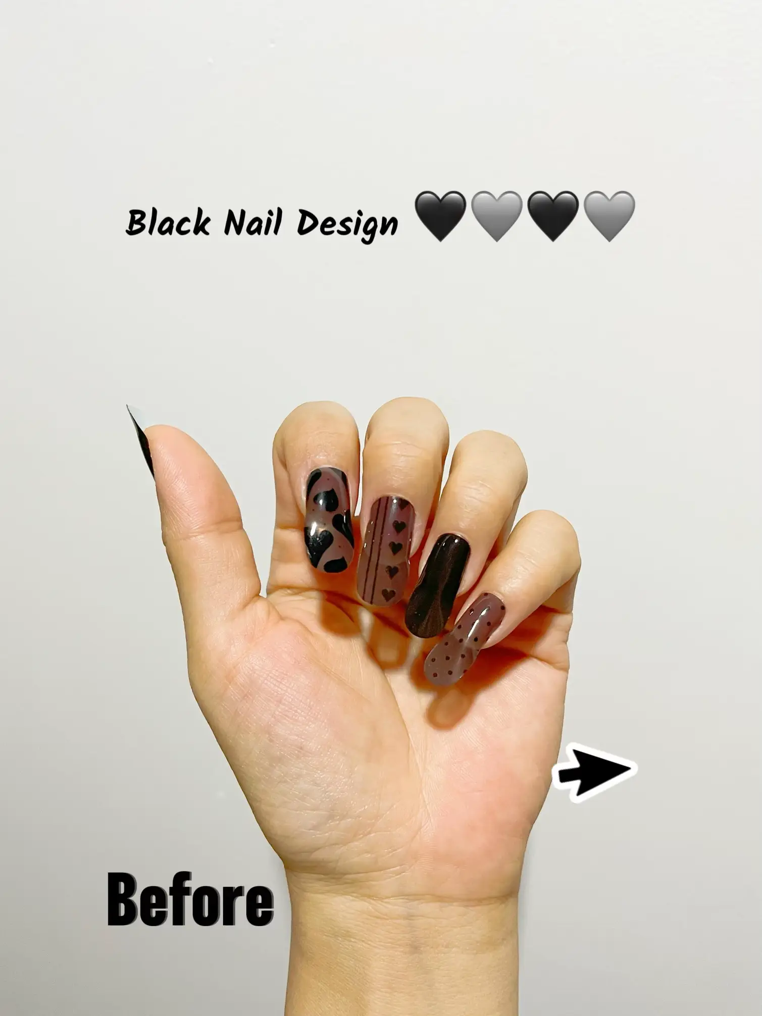 DM097 Black Heart Design🖤🩶🖤🩶-Semi Cured Gel | Gallery posted by ...