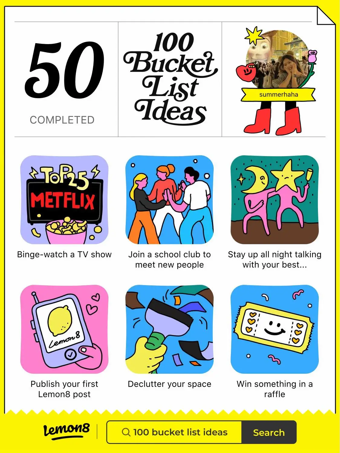 Check out 100 Bucket List Ideas! | Gallery posted by summerhaha | Lemon8