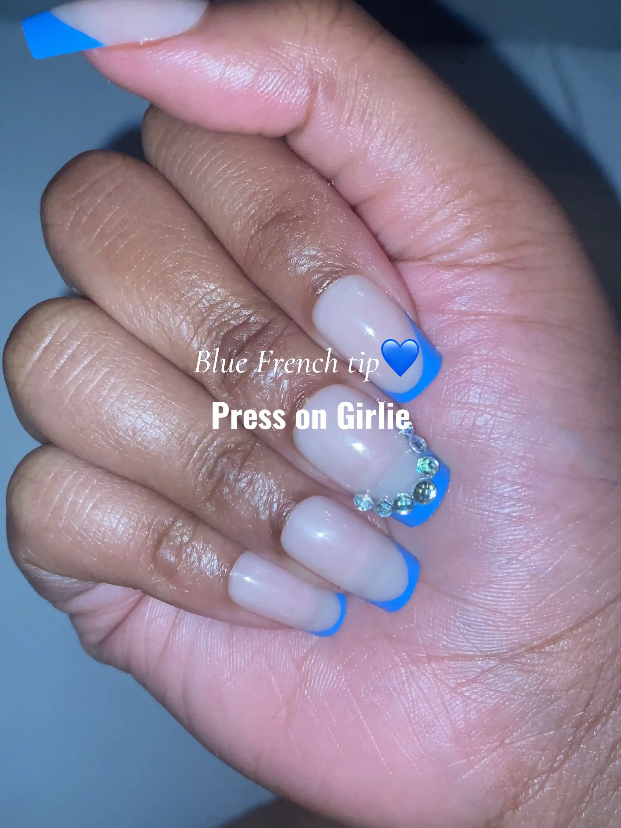 Blue French tip 💙😱😌 | Video published by Hollywood | Lemon8